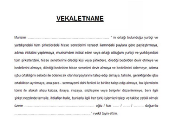 Vekaletname Örnekleri